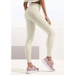 Lascana Seamless Leggings '- Po Push Up Leggings' beige Gr. L (44/46) für Damen. Mit Logodruck. Figurbetont