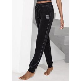 Vivance Nickihose '-Loungehose' schwarz Gr. 32/34 für Damen. Mit Glitzerdetails. Basic Schmal