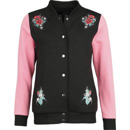 Rock Rebel by EMP College Sweat Jacket with Skull Prints Collegejacke schwarz pink in L