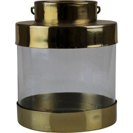 AM Design Kerzenleuchter Laterne (1 St), Stumpenkerzenhalter aus Glas und Metall, goldfarben
