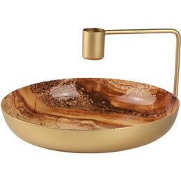 AM Design Kerzenhalter Schale (Set, 2 St), Stabkerzenhalter aus Metall, beige|goldfarben