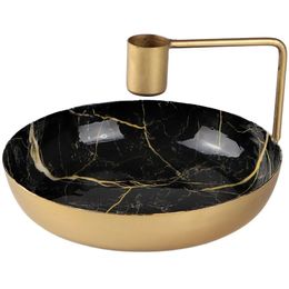 AM Design Kerzenhalter Schale (Set, 2 St), Stabkerzenhalter aus Metall, goldfarben|schwarz