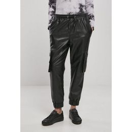 Urban Classics Cargohose Damen Ladies Faux Leather Cargo Pants (1-tlg), schwarz