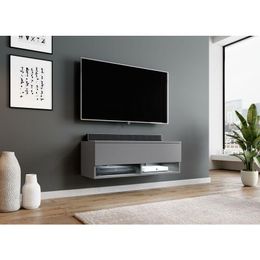 TV-Schrank alyx 100 cm Lowboard mit LED-Beleuchtung Anthrazit - Furnix