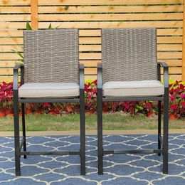 Gartenstühle Outdoor Terrasse Barhocker Rattan Stuhl Hocker Balkon Bistro 2 Packungen - Phivilla