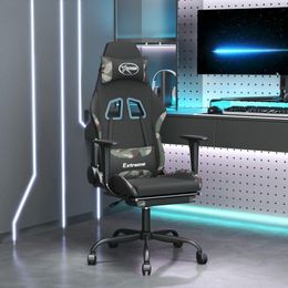 MAISONCHIC - Gaming-Stuhl mit Fußstütze Schreibtischstuhl Chefsessel Schwarz und Tarnfarben Stoff DE18290