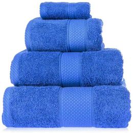Homescapes - Frottee Handtuch Set 4tlg 100% Baumwolle marineblau - Marineblau