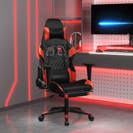 Gaming-Stuhl mit Fußstütze Bürodrehstuhl - Schreibtischstuhl ergonomischer Schwarz und Rot Kunstleder BV363080 Bonnevie