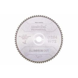 Sägeblatt aluminium cut - professional, 254x2,4/2,0x30 Z72 fz/tz 5°neg - Metabo