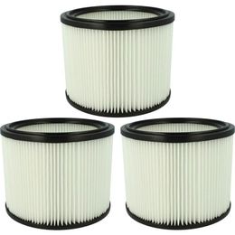 3x Filterelement kompatibel mit Makita 440, 445, 446L, 446, 442, 443, 441, 444, 440-445 Nass-/Trockensauger - Feinstaubfilter, Papier / Gummi - vhbw