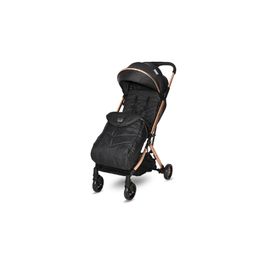 Lorelli Kinderwagen Myla Aluminiumrahmen Korb Fußsack klappbar mit Zusatzgriff schwarz gold