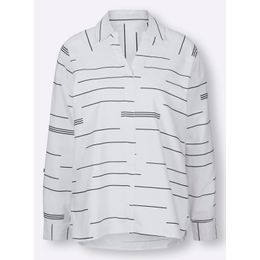WITT Damen Schlupf-Bluse mit verl&auml;ngertem R&uuml;ckenteil, ecru-schwarz-bedruckt, Gr&ouml;&szlig;e 42