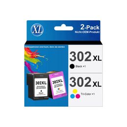 MOOHO Ersetzt für HP 302 XL 302XL Doppelpack Tintenpatrone (OfficeJet 3830 3831 3832 4650)