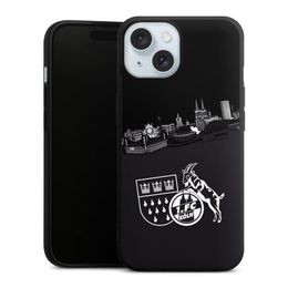 DeinDesign iPhone 15 Handy Premium Silikon H&uuml;lle Handyh&uuml;lle schwarz Case Skyline Official Licensed Product 1. Fc K&ouml;ln Silikon Premium Case