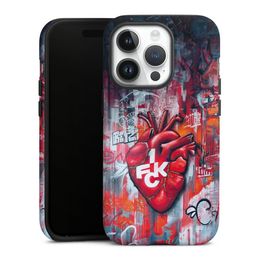 DeinDesign iPhone 14 Pro Handy Panzer Handyh&uuml;lle robuste Outdoor H&uuml;lle Schutzh&uuml;lle matt 1. Fck 1. Fc Kaiserslautern Heart Tough Case