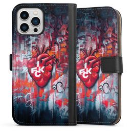 DeinDesign iPhone 13 Pro Max Handy Klapph&uuml;lle Handyh&uuml;lle aus Kunst Leder schwarz Flip Case 1. Fck 1. Fc Kaiserslautern Heart Sideflip mit langer Lasche