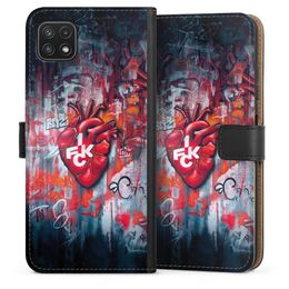 DeinDesign Galaxy A22 5G Handy Klapph&uuml;lle Handyh&uuml;lle aus Kunst Leder schwarz Flip Case 1. Fc Kaiserslautern Heart 1. Fck Sideflip mit langer Lasche