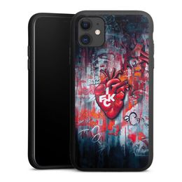 DeinDesign iPhone 11 Handy Premium Silikon H&uuml;lle Handyh&uuml;lle schwarz Case 1. Fck 1. Fc Kaiserslautern Heart Silikon Premium Case