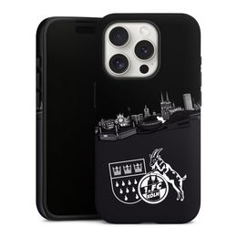 DeinDesign iPhone 15 Pro Handy Panzer Handyh&uuml;lle robuste Outdoor H&uuml;lle Schutzh&uuml;lle matt Skyline Official Licensed Product 1. Fc K&ouml;ln Tough Case