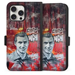 DeinDesign iPhone 15 Pro Max Handy Klapph&uuml;lle Handyh&uuml;lle aus Kunst Leder schwarz Flip Case 1. Fc Kaiserslautern 1. Fck Fritz Walter Sideflip mit Lasche