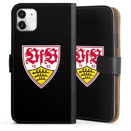 DeinDesign iPhone 11 Handy Klapph&uuml;lle Handyh&uuml;lle aus Kunst Leder schwarz Flip Case Vfb Stuttgart Coat Of Arms Official Licensed Product Sideflip mit Lasche