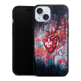 DeinDesign iPhone 15 Handy Premium Silikon H&uuml;lle Handyh&uuml;lle schwarz Case 1. Fck 1. Fc Kaiserslautern Heart Silikon Premium Case