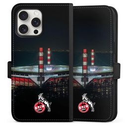 DeinDesign iPhone 15 Pro Max Handy Klapph&uuml;lle Handyh&uuml;lle aus Kunst Leder schwarz Flip Case Stadium 1. Fc K&ouml;ln Official Licensed Product Sideflip mit Lasche