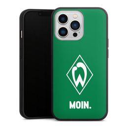 DeinDesign iPhone 13 Pro Handy Premium Silikon H&uuml;lle Handyh&uuml;lle schwarz Case Moin Official Licensed Product Sv Werder Bremen Silikon Premium Case