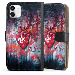 DeinDesign iPhone 11 Handy Klapph&uuml;lle Handyh&uuml;lle aus Kunst Leder schwarz Flip Case 1. Fck 1. Fc Kaiserslautern Heart Sideflip mit Lasche