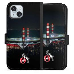 DeinDesign iPhone 15 Handy Klapph&uuml;lle Handyh&uuml;lle aus Kunst Leder schwarz Flip Case Stadium 1. Fc K&ouml;ln Official Licensed Product Sideflip mit Lasche