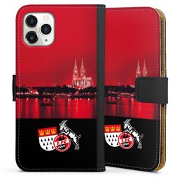 DeinDesign iPhone 11 Pro Handy Klapph&uuml;lle Handyh&uuml;lle aus Kunst Leder schwarz Flip Case 1. Fc K&ouml;ln Skyline Official Licensed Product Sideflip mit Lasche