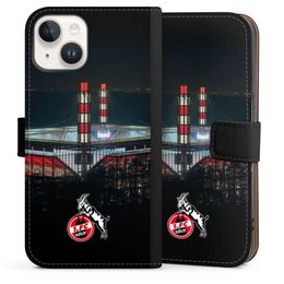 DeinDesign iPhone 14 Handy Klapph&uuml;lle Handyh&uuml;lle aus Kunst Leder schwarz Flip Case Stadium 1. Fc K&ouml;ln Official Licensed Product Sideflip mit Lasche
