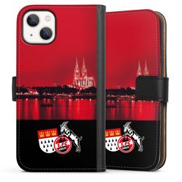 DeinDesign iPhone 13 Handy Klapph&uuml;lle Handyh&uuml;lle aus Kunst Leder schwarz Flip Case 1. Fc K&ouml;ln Skyline Official Licensed Product Sideflip mit Lasche