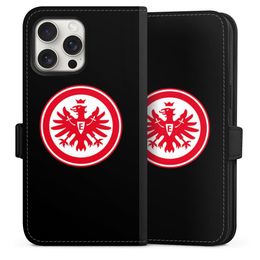 DeinDesign iPhone 15 Pro Max Handy Klapph&uuml;lle Handyh&uuml;lle aus Kunst Leder schwarz Flip Case Sge Eintracht Frankfurt Eagle Sideflip mit Lasche