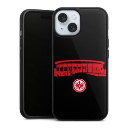 DeinDesign iPhone 15 Handy Gallery Case Handyh&uuml;lle 9H Geh&auml;rtetes Glas R&uuml;ckseite H&uuml;lle Official Licensed Product Eintracht Frankfurt Stadium Gallery Case