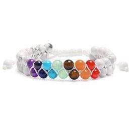 Saraswati Armband Armband "Chakra" Howlith- und Chakra Edelsteine, Zwei Stränge aufwendi