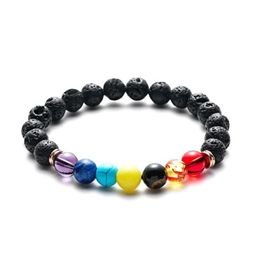 Saraswati Armband Armband Lavasteine, Chakra Edelsteine 6cm flexibel
