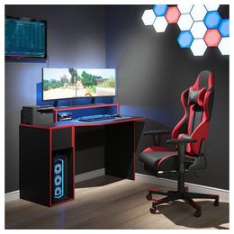 VICCO Gamingtisch Gaming Desk- Set Schreibtisch Gamertisch Kron Schwarz Rot Set 2