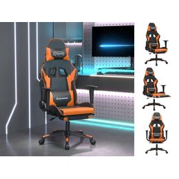 vidaXL Bürostuhl Gaming-Stuhl mit Massage Fußstütze Schwarz Orange Kunstleder Bürostuh