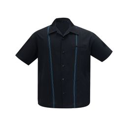 Steady Clothing Kurzarmhemd The Harold Schwarz Retro Vintage Bowling Shirt Rockabilly, S
