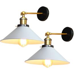 2 Stück Wandleuchte im Vintage-Stil, Industri 240° Verstellbare Wandlampe, Wandstrahler Licht mit Ø22cm Lampenschirm für Wohnzimmer Schlafzimmer