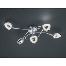 REALITY LEUCHTEN - led Deckenstrahler tours 5 flammig Metall Chrom Schirm Transparent, 54cm breit