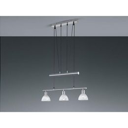 Trio LED Balkenpendelleuchte LEVISTO 3-flammig höhenverstellbar Breite 60 cm Silber