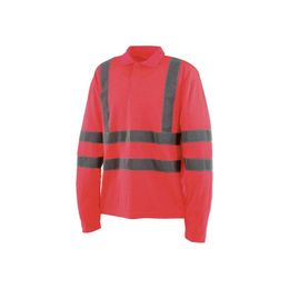 High Visibility Polo Shirt - Lange Ärmel - Neonrot - s - Rouge