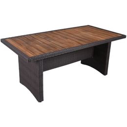 Garden Pleasure Tisch braga 180 cm, weidengrau mit Holztischplatte - Alu / Kunststoffgeflecht, Akazie fsc 100% 970394