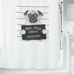 Bad Dog Collection, Textil Duschvorhang 180 x 180, 100% Polyester, Schwarz - Spirella