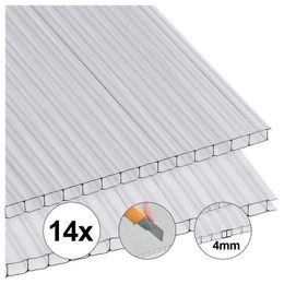 14x Doppelstegplatte Dämmungen Hohlkammerplatten Stegplatten Hohlkammerplatte pc 4mm - farblos - HENGDA