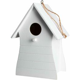 Spetebo Holz Vogelhäuschen zum Aufhängen 20 x 14 cm - weiß - Garten Deko Vogel Nist Haus mit Fütterungsloch