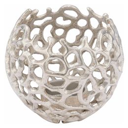 Spetebo - Design Kerzenschale aus Aluminium - 13 x 11 cm / klein - Edler Metall Kerzenhalter in Silber - Deko Gitter Kerzen Ständer Teelicht Halter