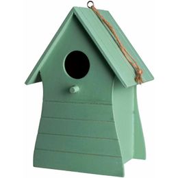 Spetebo Holz Vogelhäuschen zum Aufhängen 20 x 14 cm - grün - Garten Deko Vogel Nist Haus mit Fütterungsloch